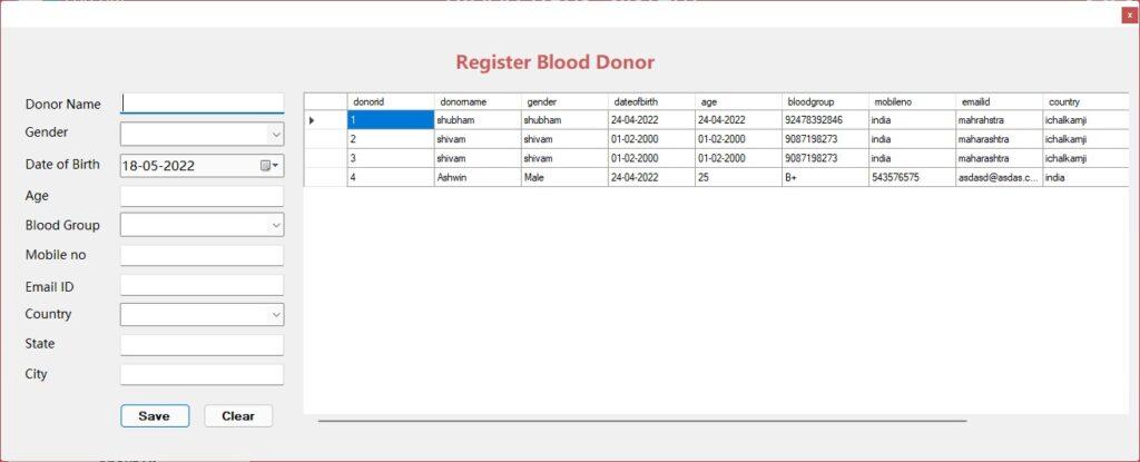Blood Bank System Project In VB.NET & C# Using Database