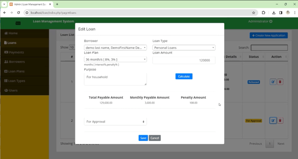 Online Loan Management System Project In PHP & MySQL